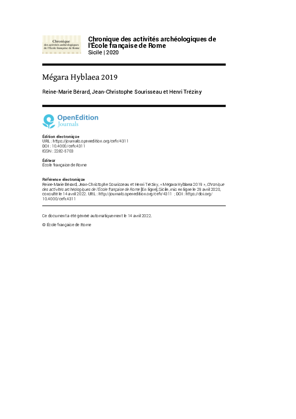 (PDF) Mégara Hyblaea 2019