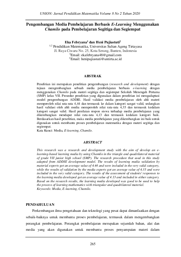 (PDF) Pengembangan Media Pembelajaran Berbasis E-Learning Menggunakan Chamilo pada Pembelajaran ...