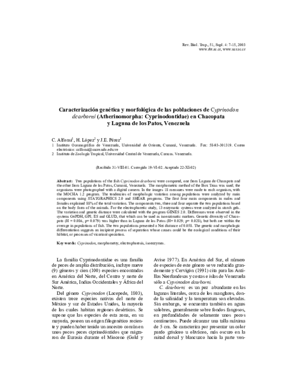 (PDF) Caracterización genética y morfológica de las poblaciones de ...