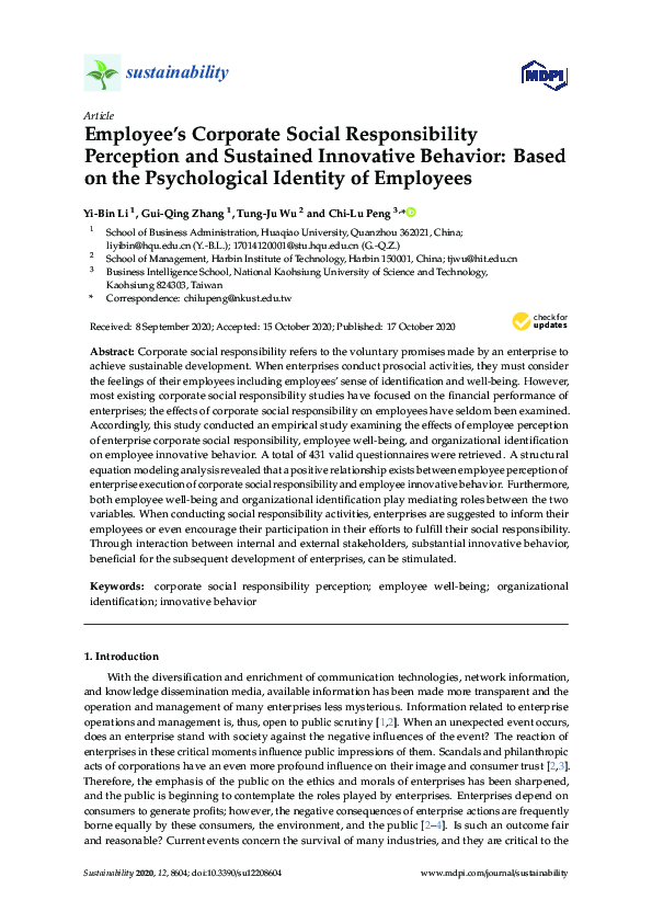 (PDF) Employees' corporate social responsibility perceptions and organizational citizenship ...