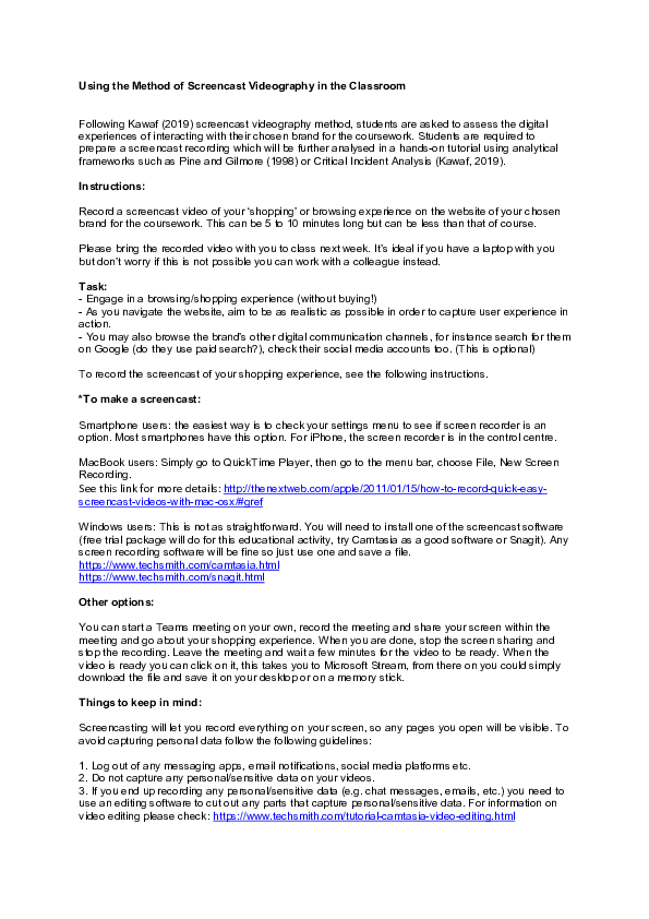 (PDF) Using the method of screencast videography in the classroom