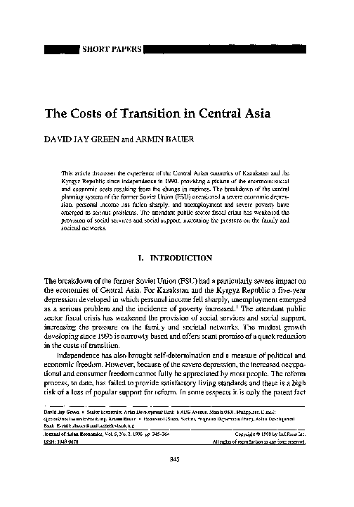 (PDF) The costs of transition in Central Asia