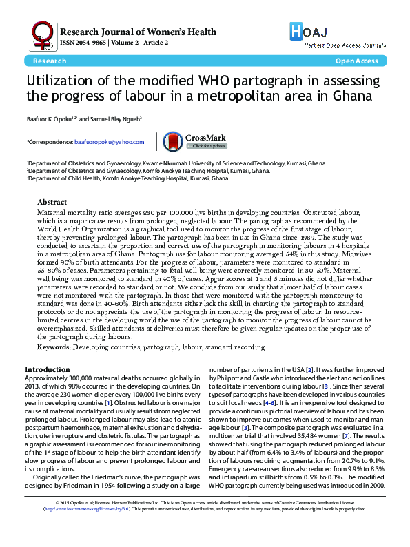 (PDF) Utilization of the modified WHO partograph in assessing the ...