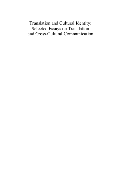 (PDF) Translation and cultural identity: selected essays on translation ...