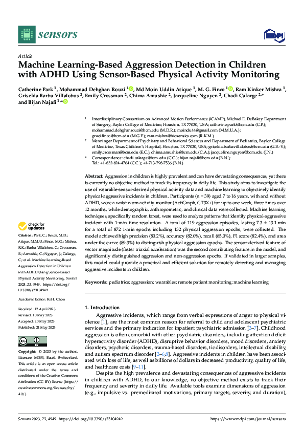 (PDF) Machine Learning-Based Aggression Detection in Children with ADHD Using Sensor-Based ...