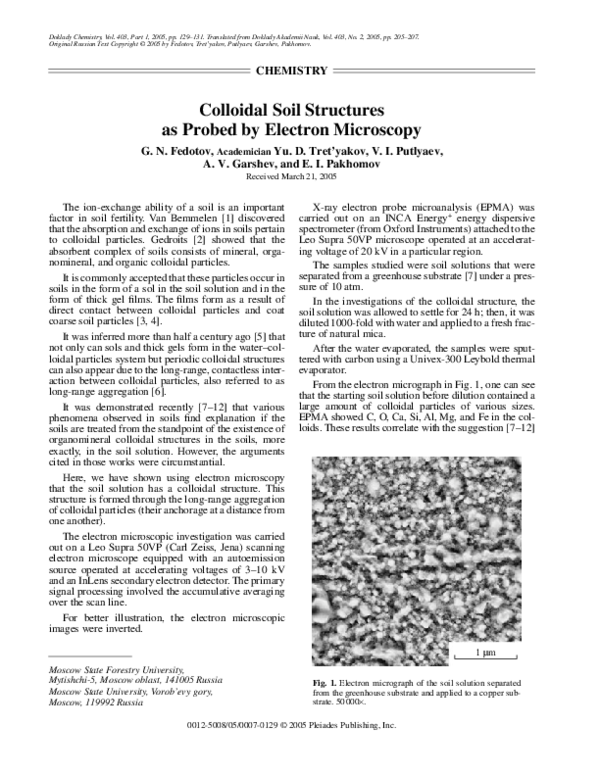 (PDF) Colloidal Soil Structures as Probed by Electron Microscopy