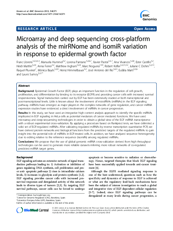(PDF) Microarray and deep sequencing cross-platform analysis of the mirRNome and isomiR ...