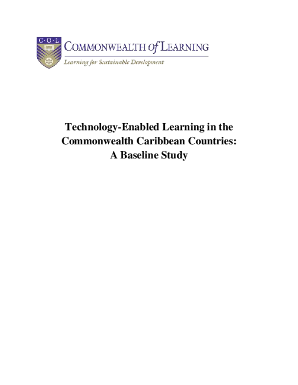 (PDF) Technology-Enabled Learning in the Commonwealth Caribbean Countries: A Baseline Study ...