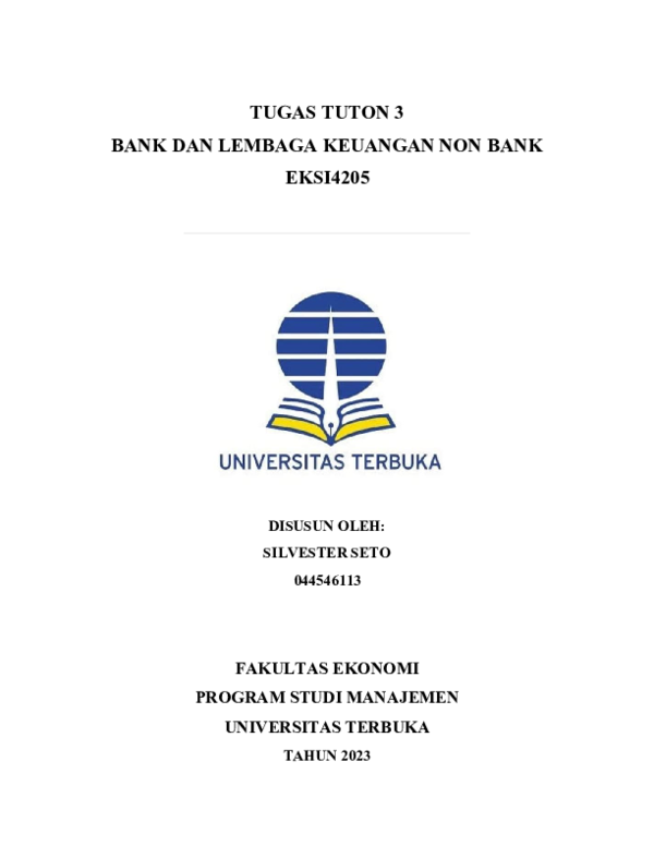 (DOC) TUGAS TUTON 3 BANK DAN LEMBAGA KEUANGAN NON BANK