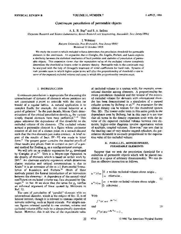 (PDF) Continuum percolation of permeable objects | Amy Graves ...