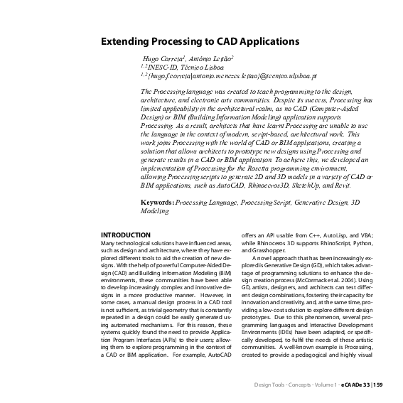 (PDF) Extending Processing to CAD applications