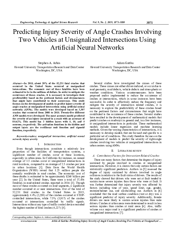 (PDF) Predicting Injury Severity of Angle Crashes Involving Two ...