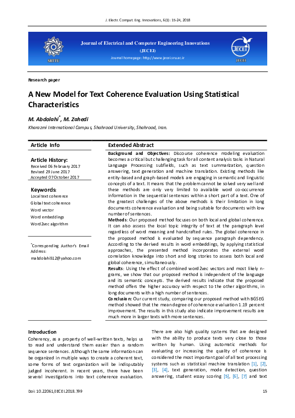 (PDF) An overview on text coherence methods