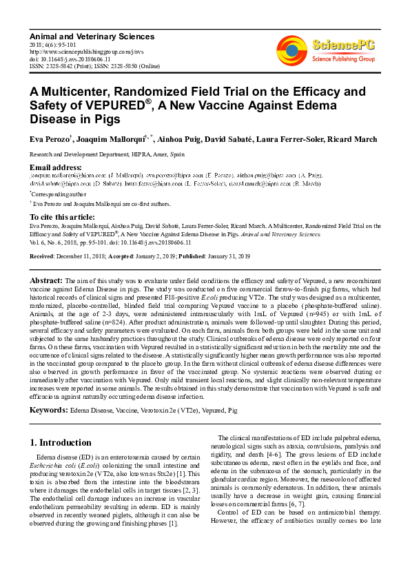 (PDF) A Multicenter, Randomized Field Trial on the Efficacy and Safety ...