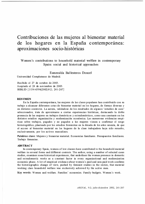 (PDF) Contribuciones de las mujeres al bienestar material de los hogares en la España ...