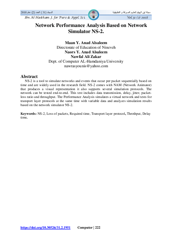 (PDF) Network Performance Analysis Based on Network Simulator NS-2