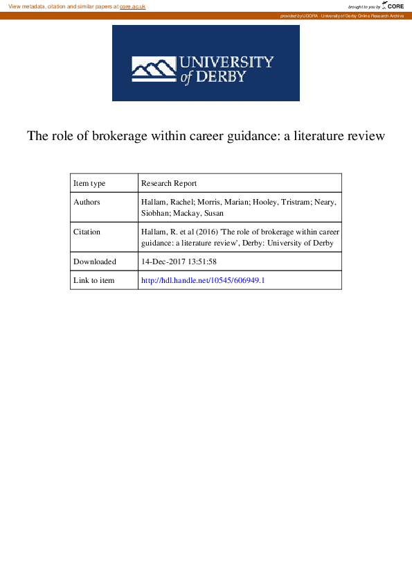 (PDF) The role of brokerage within career guidance: a literature review ...