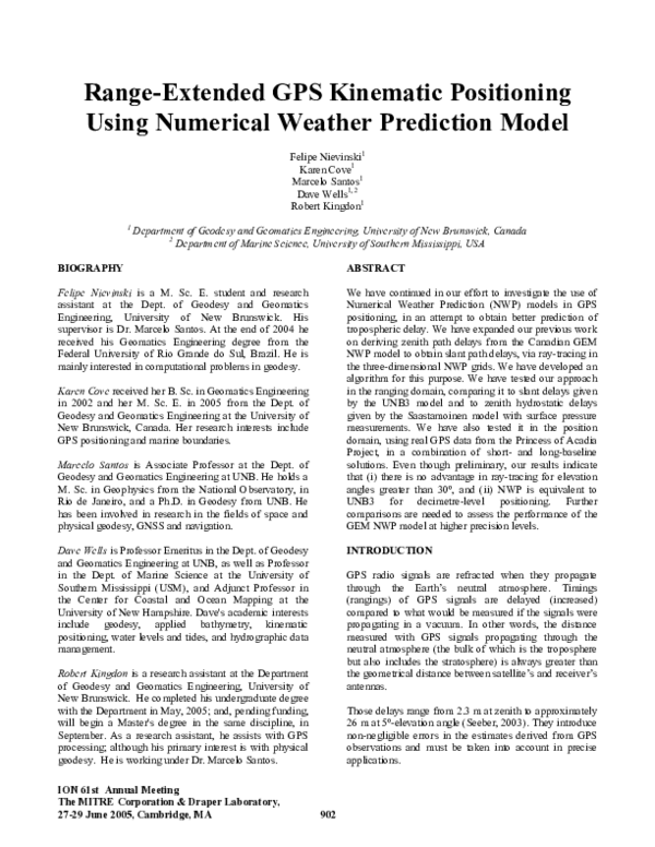 (PDF) Range-extended GPS kinematic positioning using numerical weather prediction model