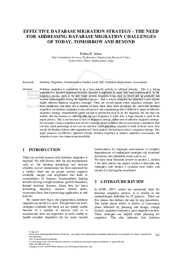 (PDF) Effective Database Migration Strategy - the Need for Addressing Database Migration ...