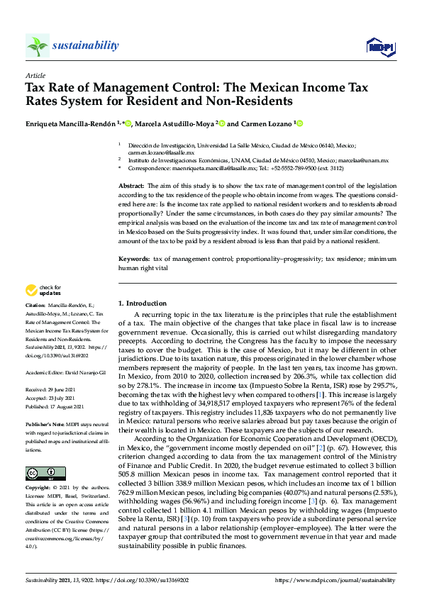 (PDF) Tax Rate of Management Control: The Mexican Income Tax Rates ...