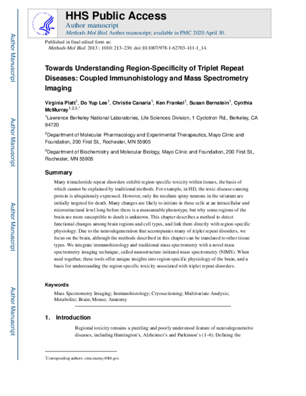 (PDF) Towards Understanding Region-Specificity of Triplet Repeat ...