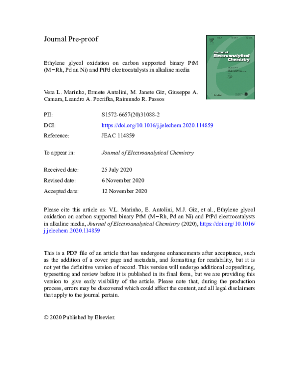 (PDF) Ethylene glycol oxidation on carbon supported binary PtM (M = Rh ...