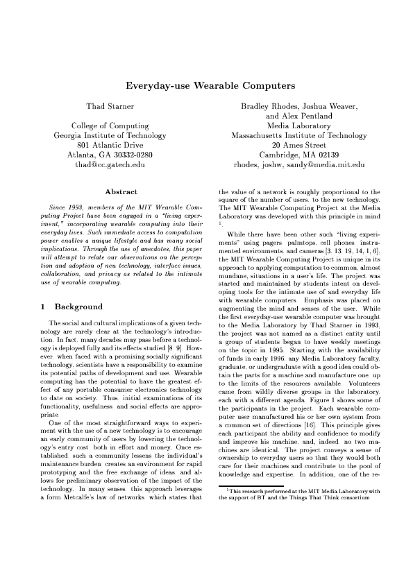 (PDF) Everyday-use Wearable Computers