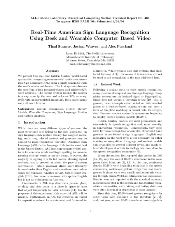 (PDF) Real-time American sign language recognition using desk and wearable computer based video ...
