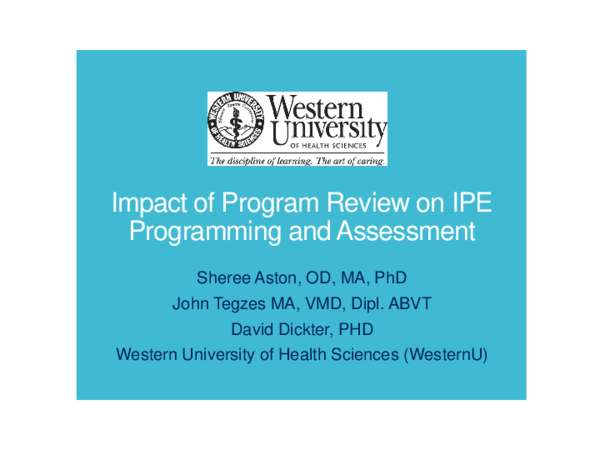 (PDF) Impact of Program Review on IPE Programming and Assessment | David Dickter - Academia.edu
