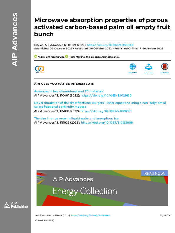(PDF) Microwave absorption properties of porous activated carbon-based palm oil empty fruit bunch