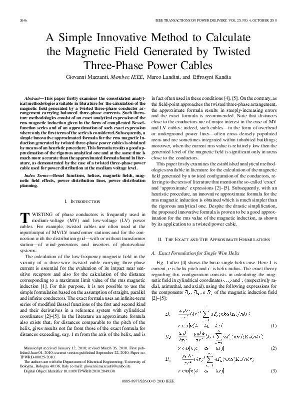 (PDF) A Simple Innovative Method to Calculate the Magnetic Field Generated by Twisted Three ...