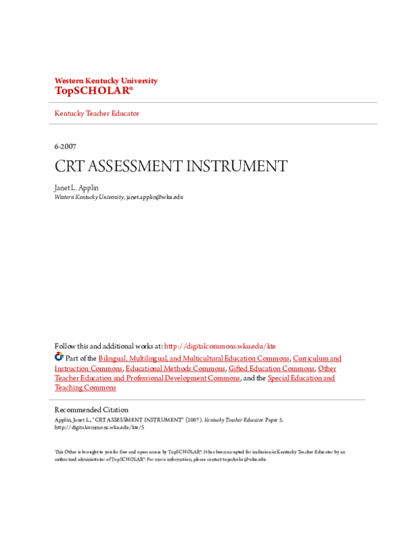 (PDF) CRT Assessment Instrument