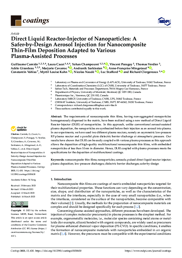(PDF) Direct Liquid Reactor-Injector of Nanoparticles: A Safer-by ...