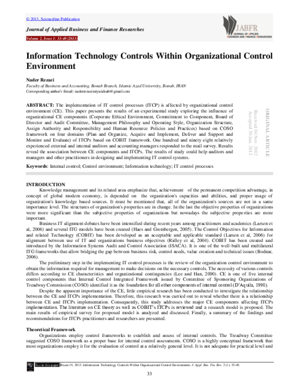 (PDF) Information Technology Controls Within Organizational Control ...