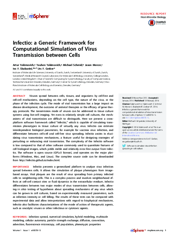 Pdf Infectio A Generic Framework For Computational Simulation Of