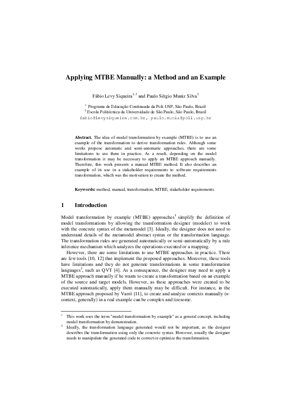 (PDF) Applying MTBE Manually: a Method and an Example