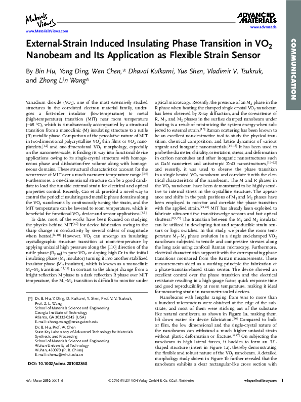 (PDF) External-Strain Induced Insulating Phase Transition in VO2 ...