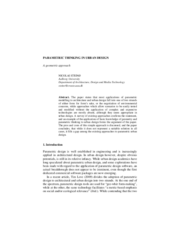 (PDF) Parametric Thinking in Urban Design: A Geometric Approach