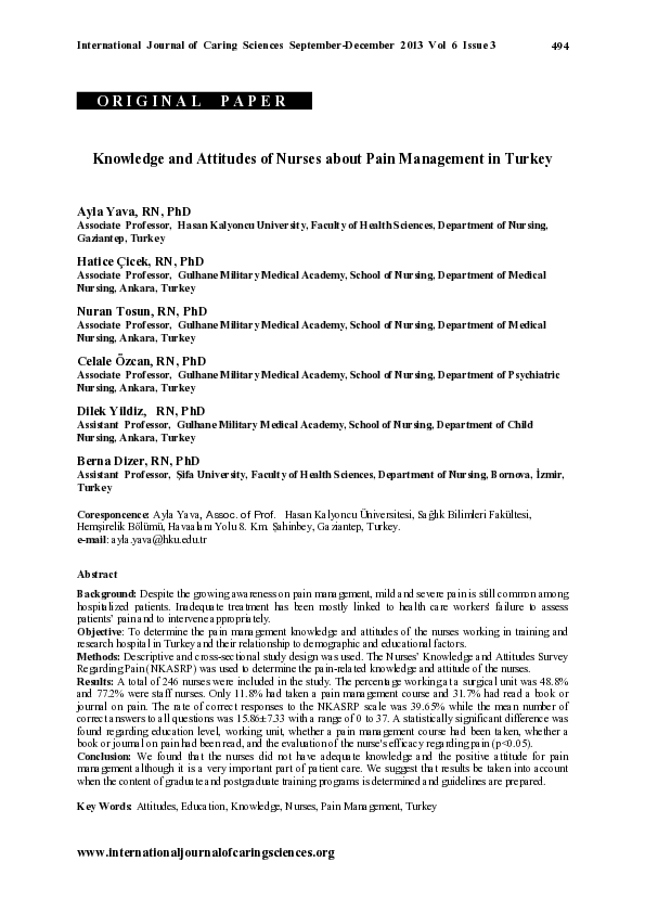 (PDF) Introduction Despite the growing awareness on pain management ...