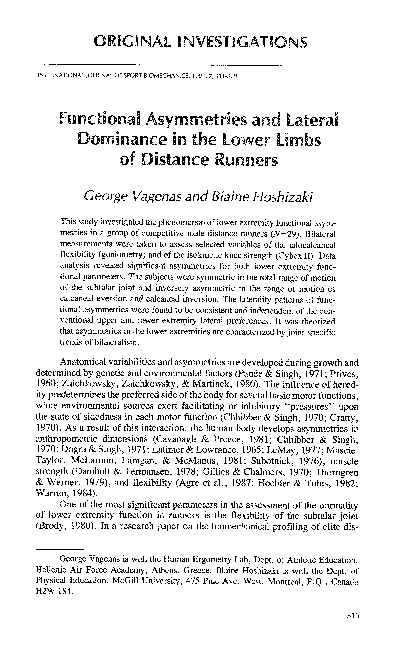 (PDF) Functional Asymmetries and Lateral Dominance in the Lower Limbs ...