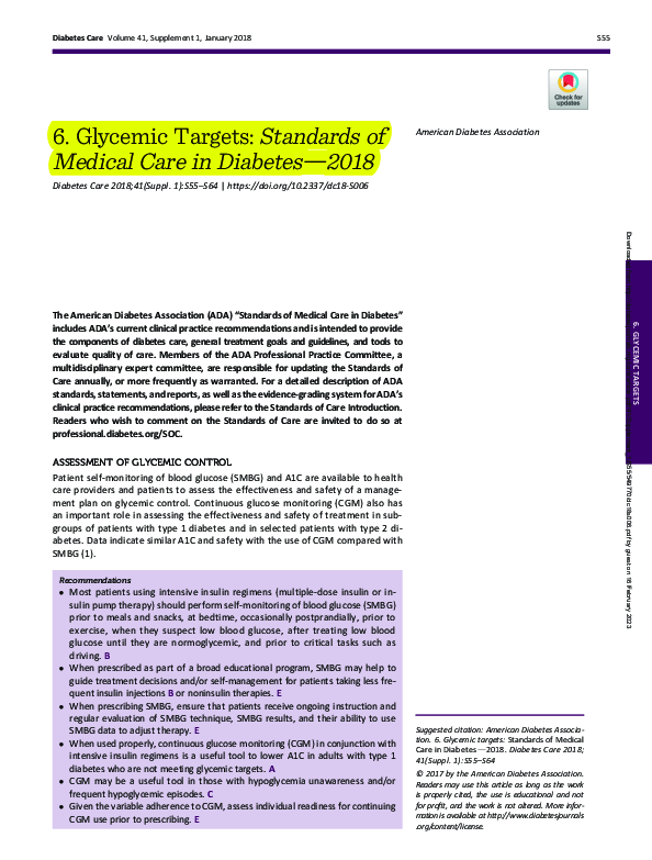 (PDF) 6. Glycemic Targets: Standards of Medical Care in Diabetes—2018