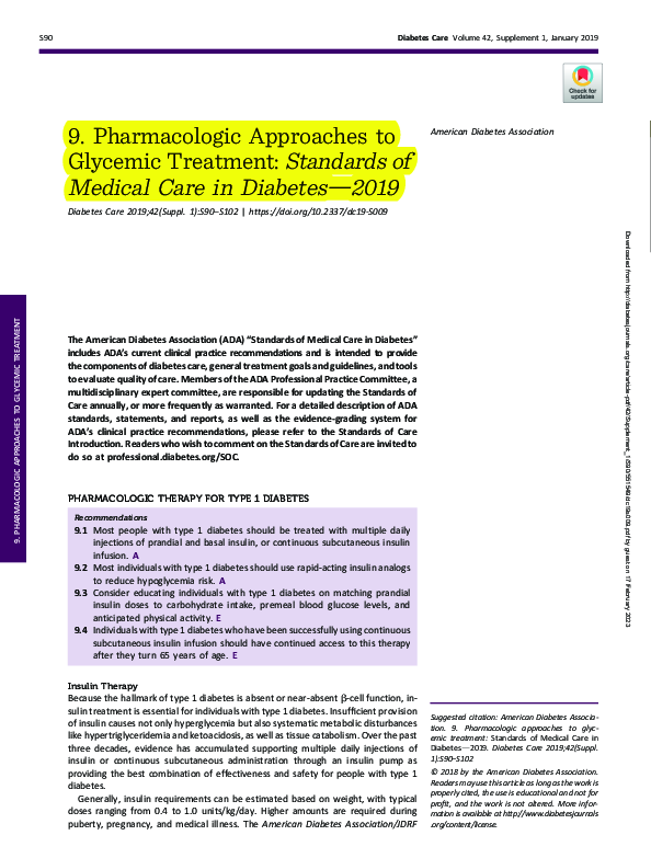 (PDF) 9. Pharmacologic Approaches to Glycemic Treatment: Standards of ...