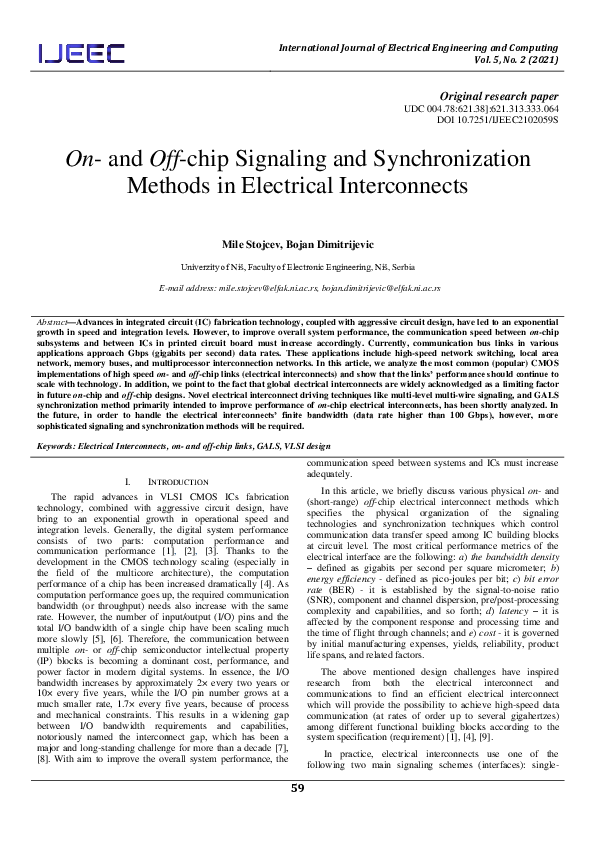 (PDF) On- and Off-chip Signaling and Synchronization Methods in Electrical Interconnects
