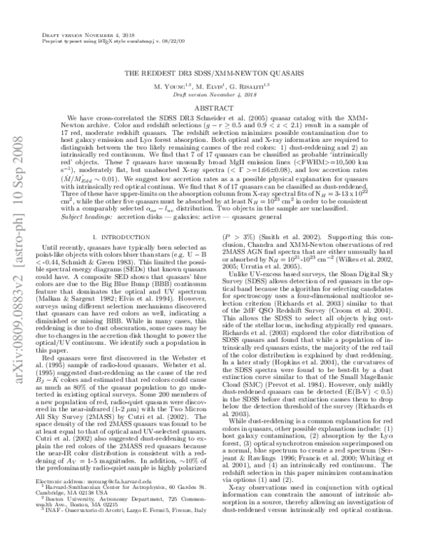 (PDF) The Reddest DR3 SDSS/XMM‐NewtonQuasars