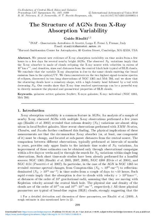 (PDF) The Structure of AGNs from X-Ray Absorption Variability