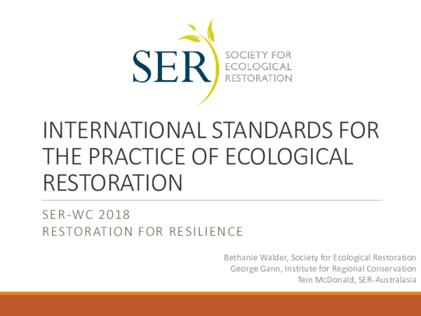 (PDF) International standards for the practice of ecological restoration – including principles ...