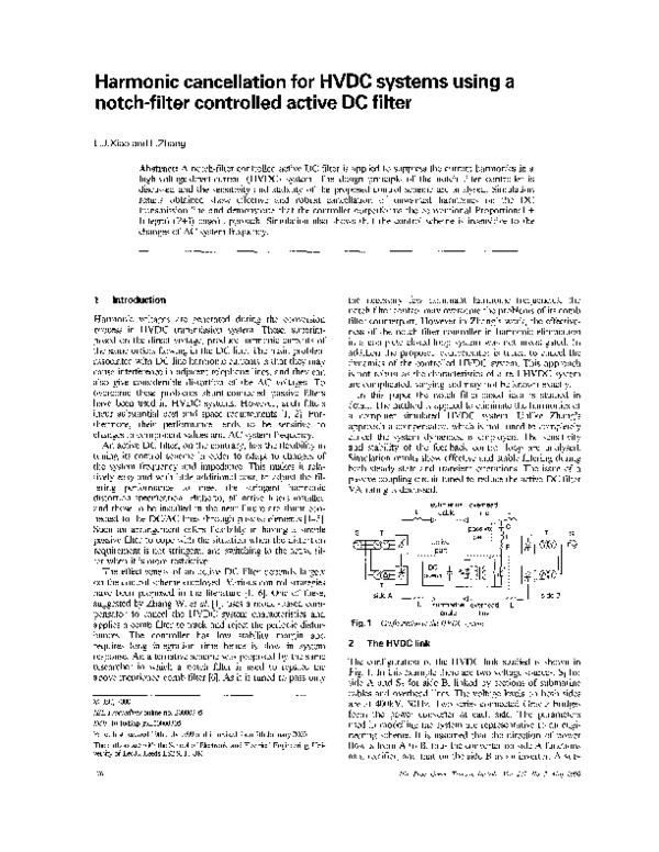 (PDF) Harmonic cancellation for HVDC systems using a notch-filter ...