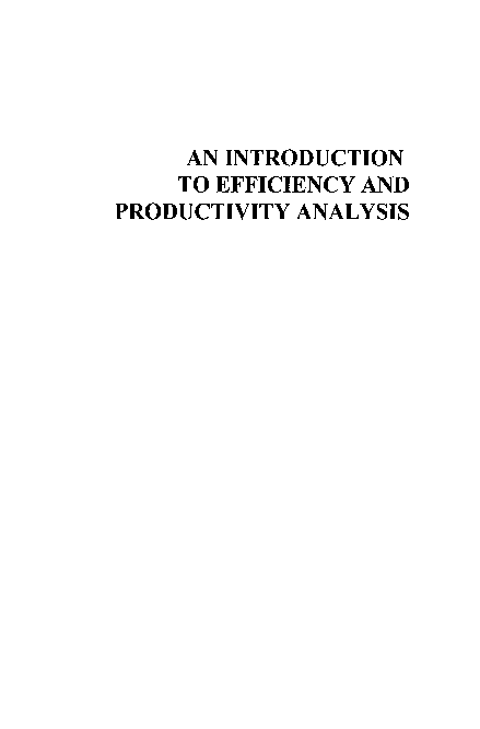 (PDF) An Introduction to Efficiency and Productivity Analysis