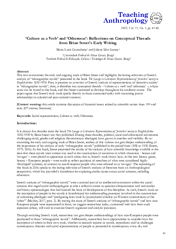 (PDF) ‘Culture as a Verb’ and ‘Otherness’: Reflections on Conceptual ...
