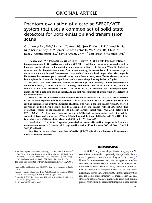(PDF) Phantom evaluation of a cardiac SPECT/VCT system that uses a ...